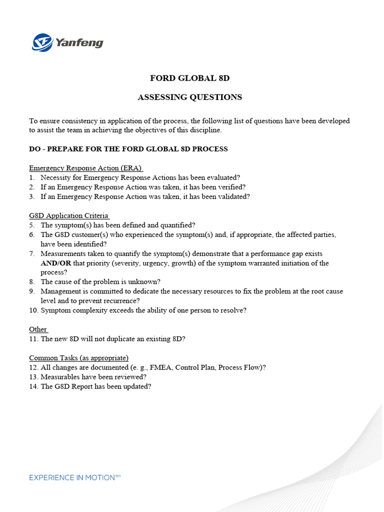 Ford Global 8D Problem Solving Guide | PDF | Principal Component ...