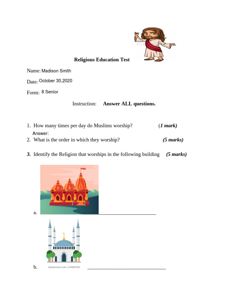 Religious education test | PDF