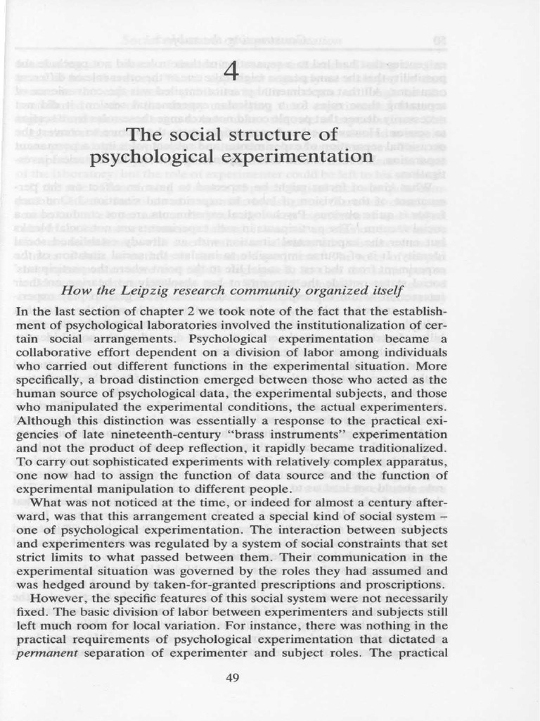 The Social Structure of Psychological Experimentation | Download Free PDF | Psychology | Experiment