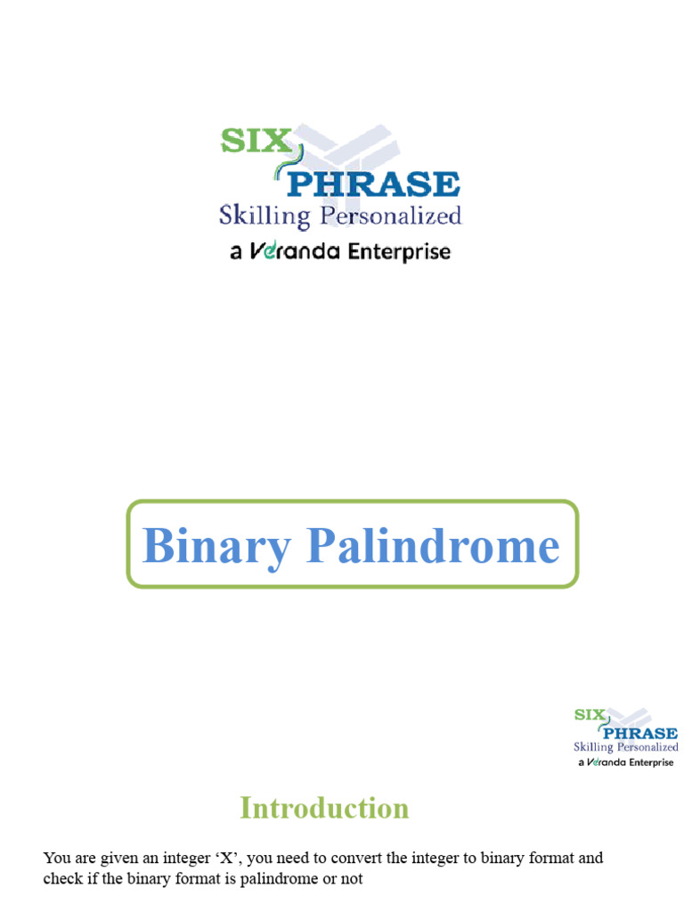 L13 Binary Palindrome Download Free Pdf String Computer Science