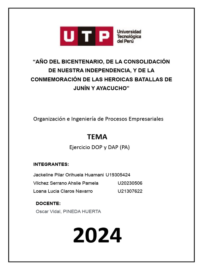 Tarea - Ejercicio DOP y DAP (PA) | PDF | Business