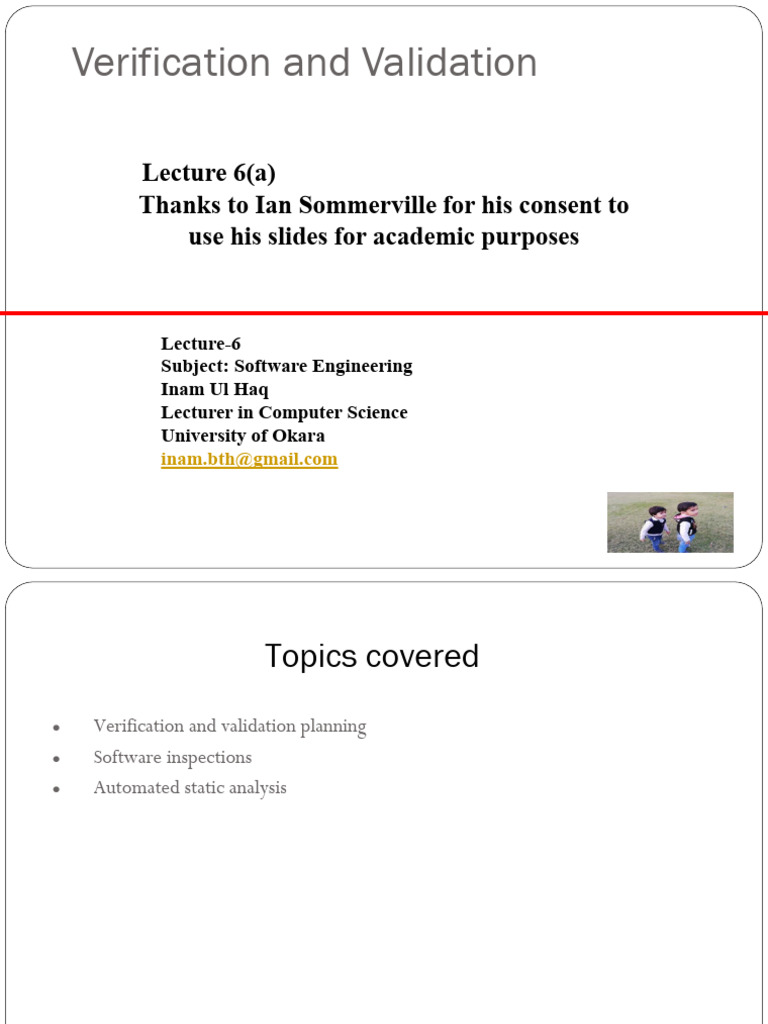Ch6a Software Verification And Validation Pdf Variable Computer Science Parameter