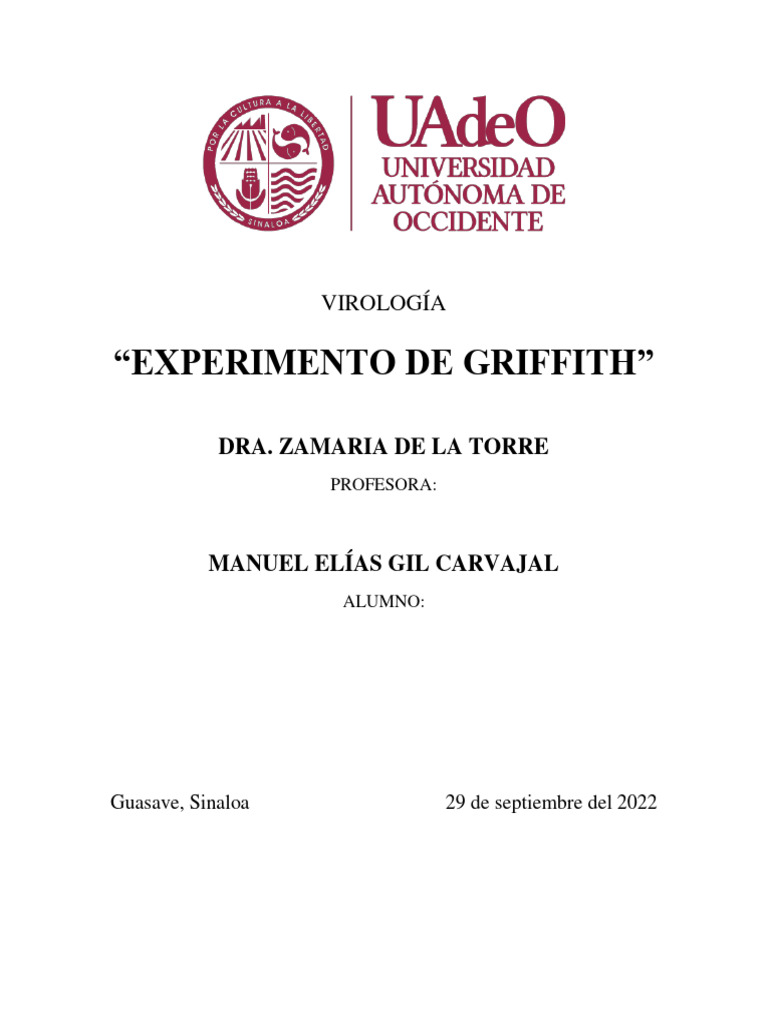 Experimentos de Griffith | PDF | Medicina | Ciencias de la vida