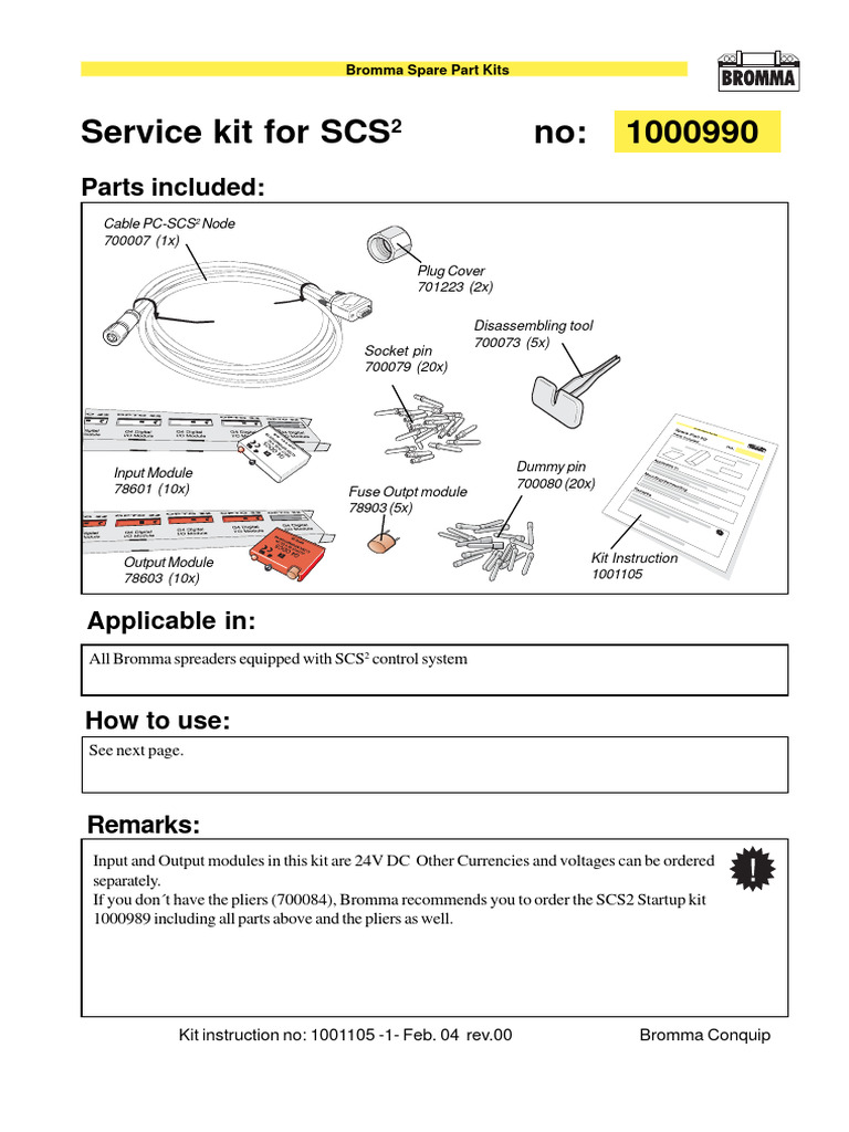 SCS2 Service kit | PDF | Electrical Connector | Fuse (Electrical)