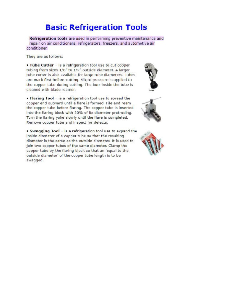 Basic Refrgeration Tools | PDF