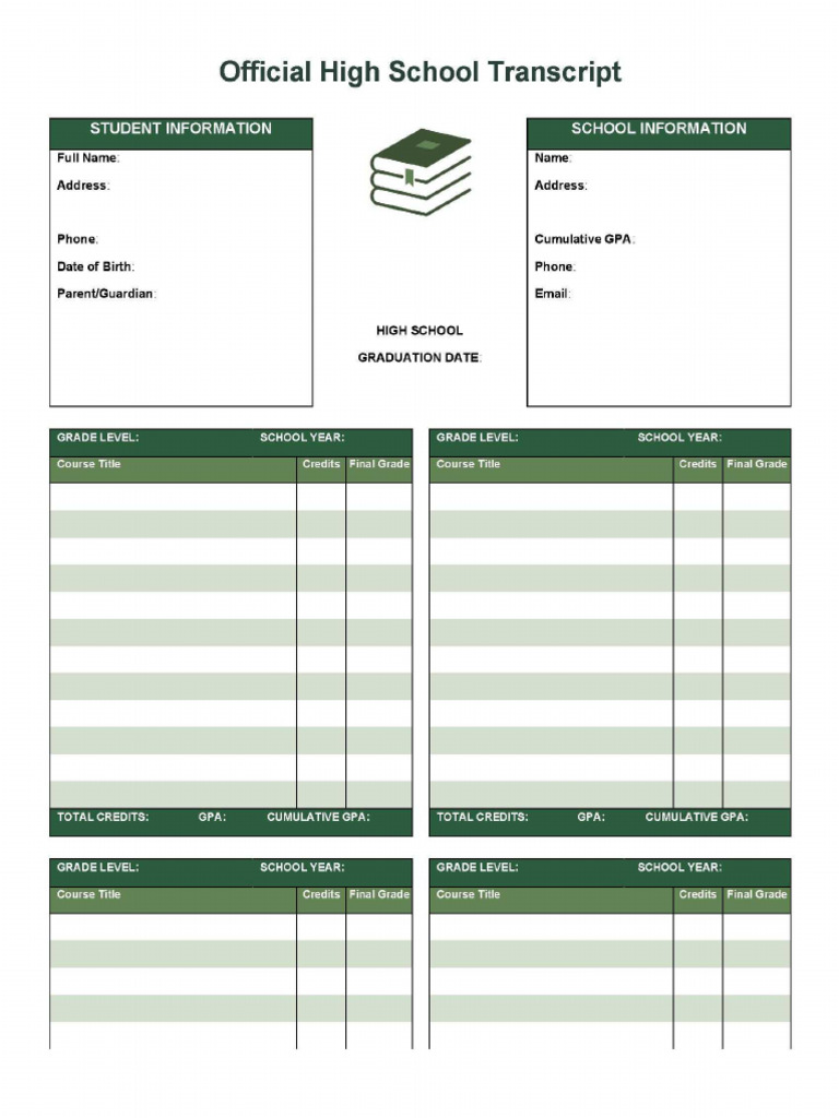Google Docs High School Transcript | PDF