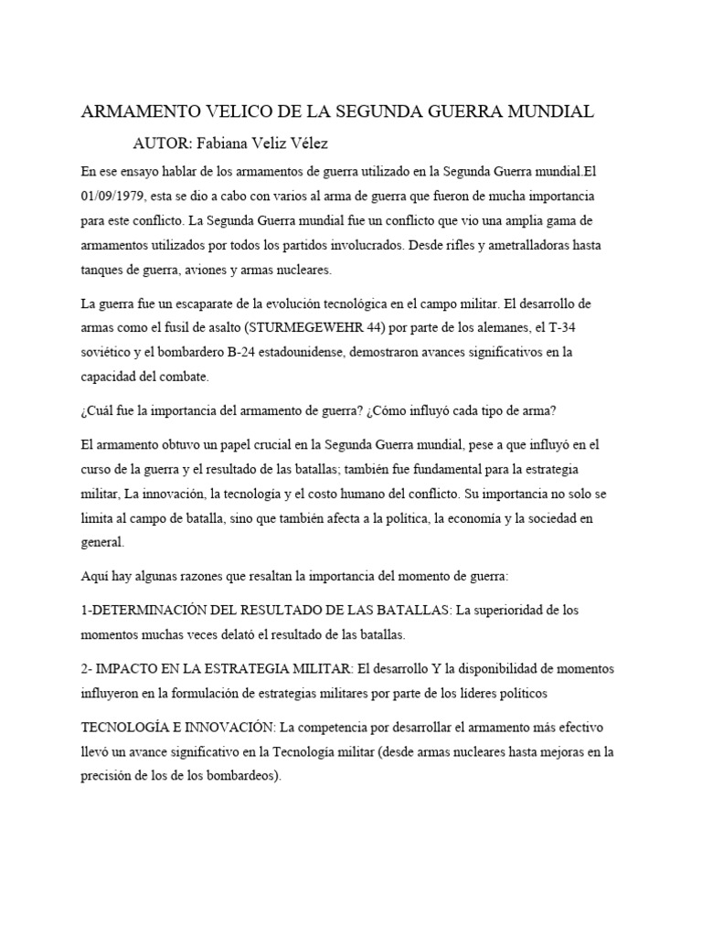 Armamento Velico de La Segunda Guerra Mundial | PDF | Segunda Guerra ...