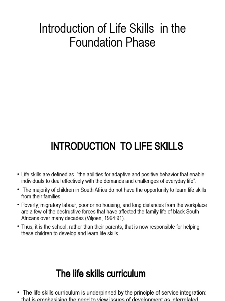 Life Skills Curriculum in South Africa | PDF | Curriculum | Life Skills