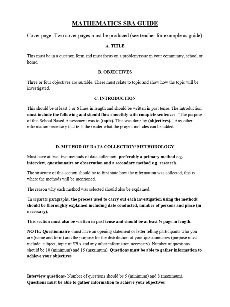 Mathematics Sba Guide | PDF | Data | Information