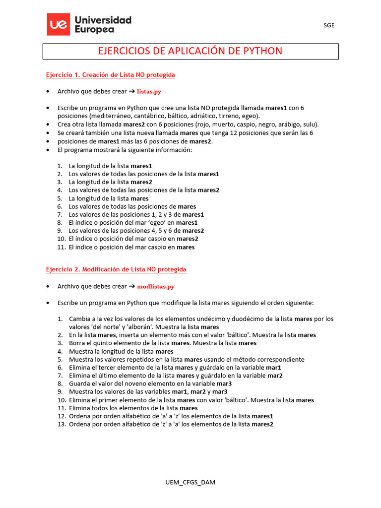 Ejercicios Básicos de Python | PDF | Python (lenguaje de programación)