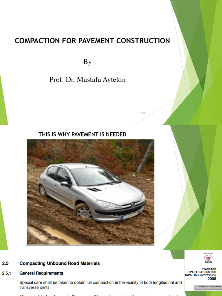 Lecture 6 Compaction for Pavements | PDF | Road Surface | Soil