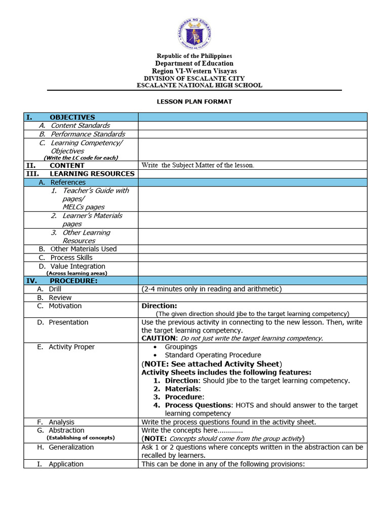 4as Learning Plan Format | Download Free PDF | Learning | Lesson Plan