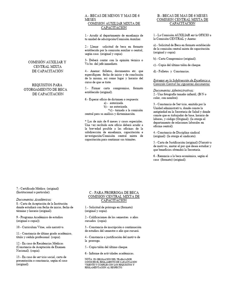 Triptico Requisitos Capacitacion | PDF