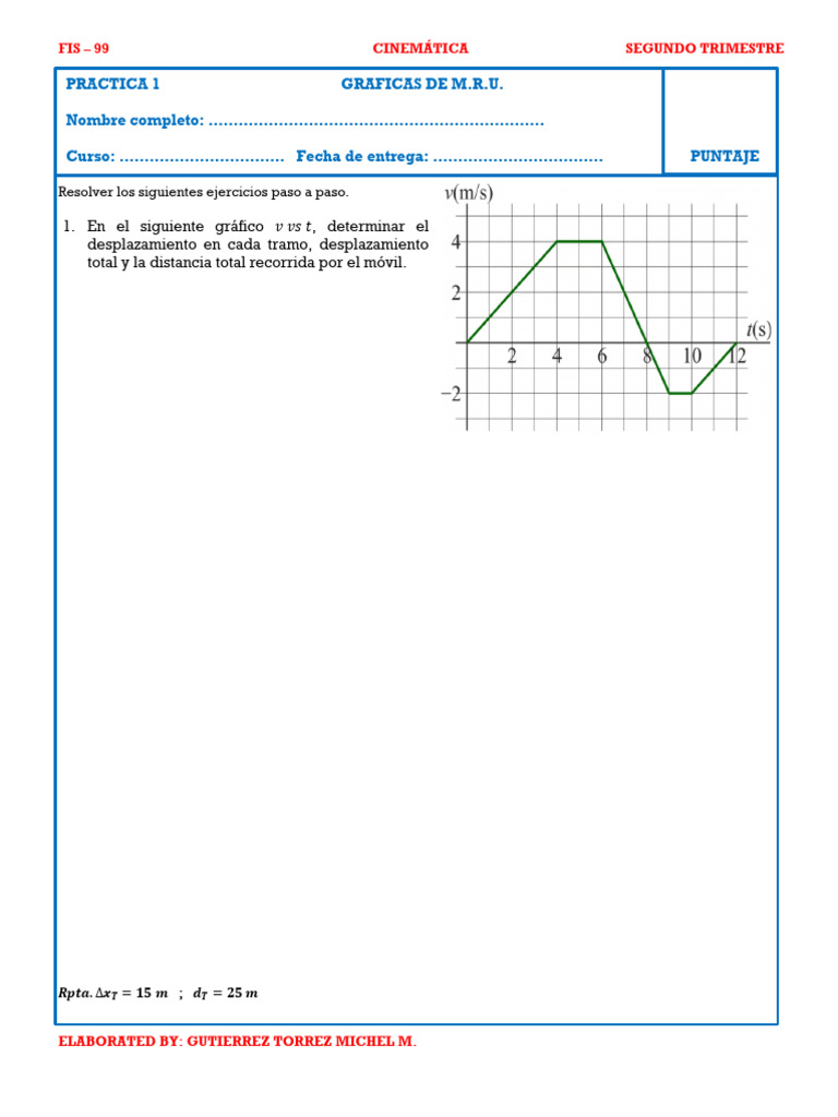 Practica 1 Graficas de Mru 2T 2024 | PDF