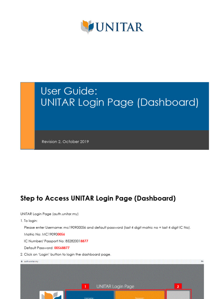 Unitar Dashboard Manuals | Download Free PDF | Password | Login