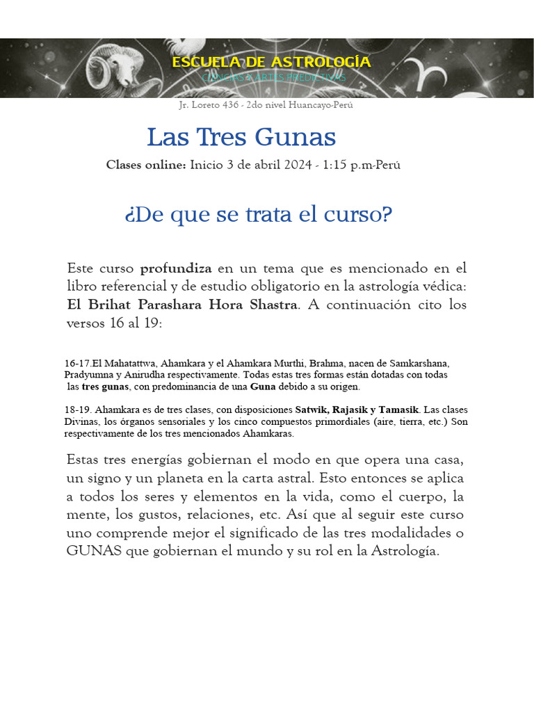 Las Tres Gunas | Descargar gratis PDF | Horóscopo | Astrología