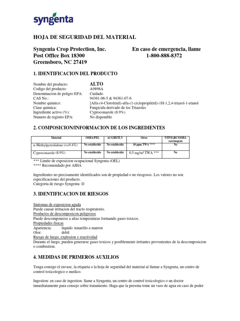 Alto 100 SL | PDF | Toxicología