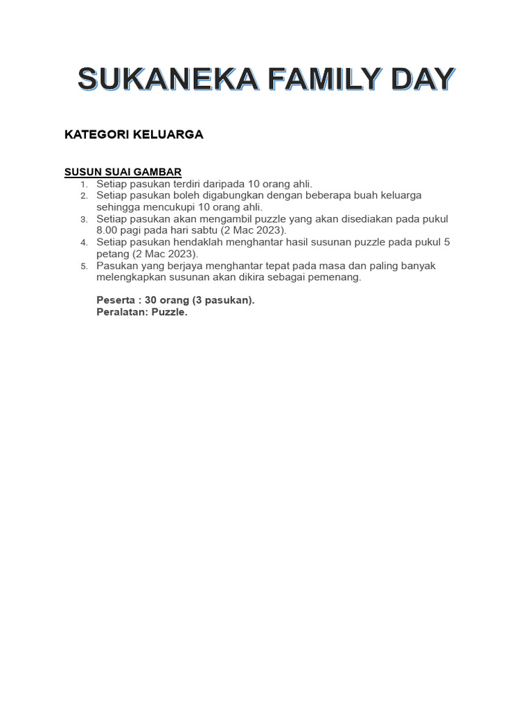 Senarai Permainan | PDF | Memasak, Makanan, & Anggur | Griya & Taman