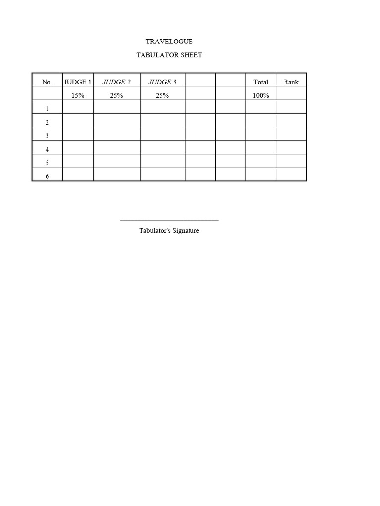 Tabulations Sheet | PDF