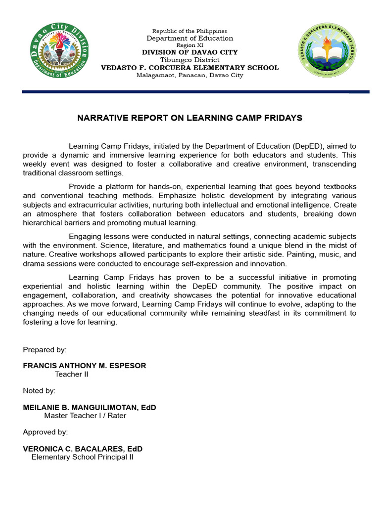 NLC Narrative Report | PDF | Career & Growth