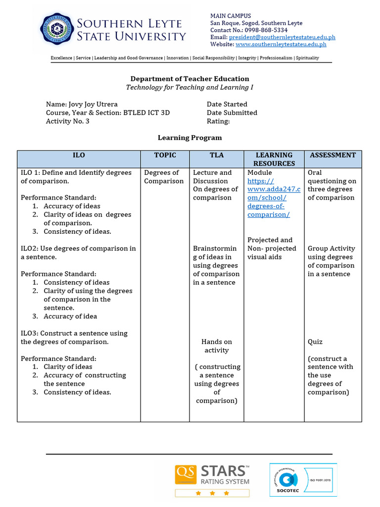 LP Degrees of Comparison | PDF | Human Communication | Behavior Modification