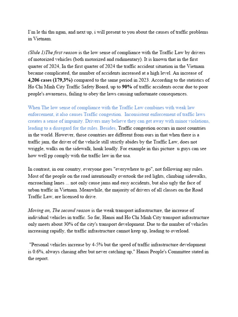 TT TACN Traffic Problems - Causes | PDF | Traffic | Hanoi