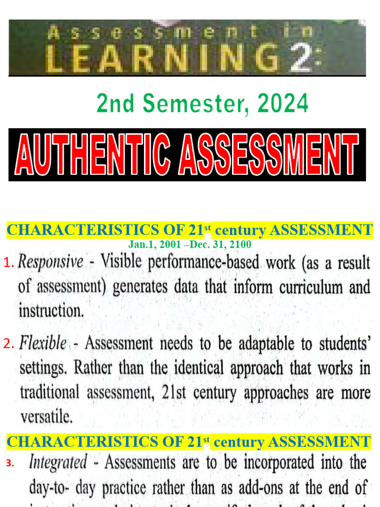 ASSESSMENT 2 Authentic Assessment Process Oriented Product Oriented PPP | PDF | Educational ...