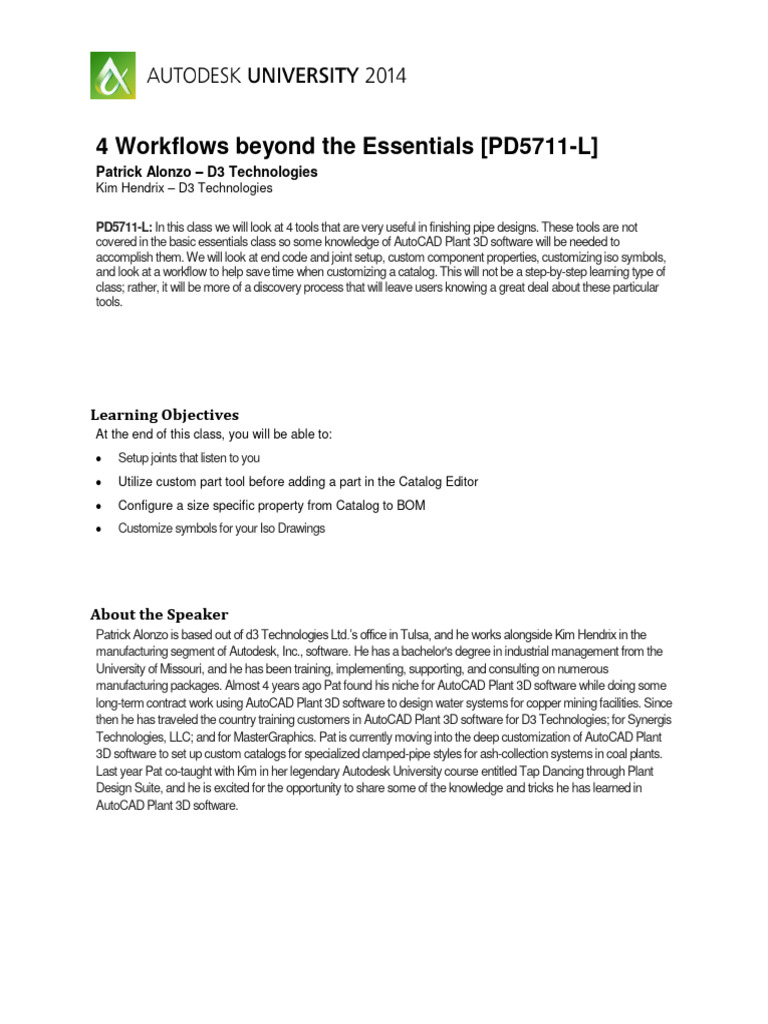 Handout 5711 Class Handout PD5711 L | PDF | Microsoft Excel | Auto Cad