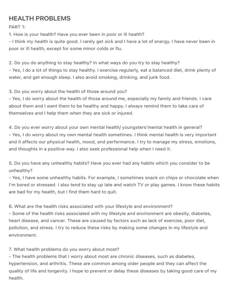 Health Problems | PDF | Obesity | Stress (Biology)