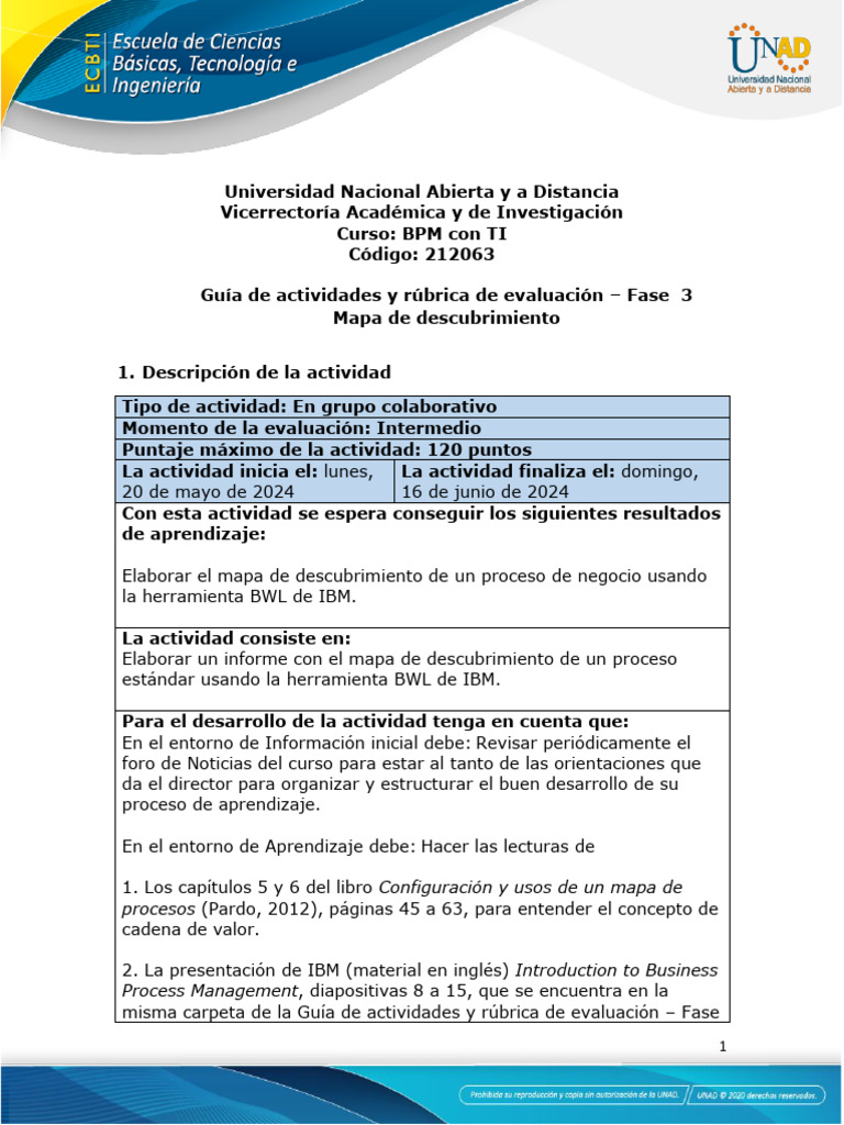 Guía de actividades y Rúbrica de evaluación - Unidad 2 - Fase 3 - Mapa de descubrimiento | PDF ...