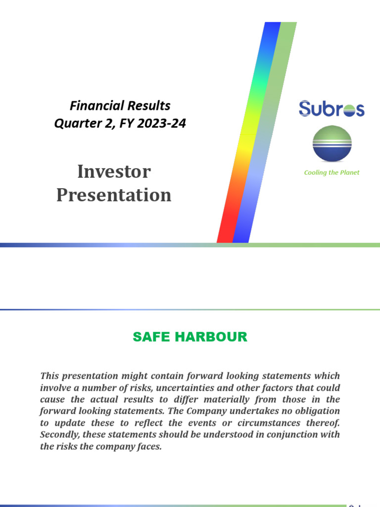 Investor Presentation Q2 (2023-24) Subros | PDF | Economies | Financial Accounting