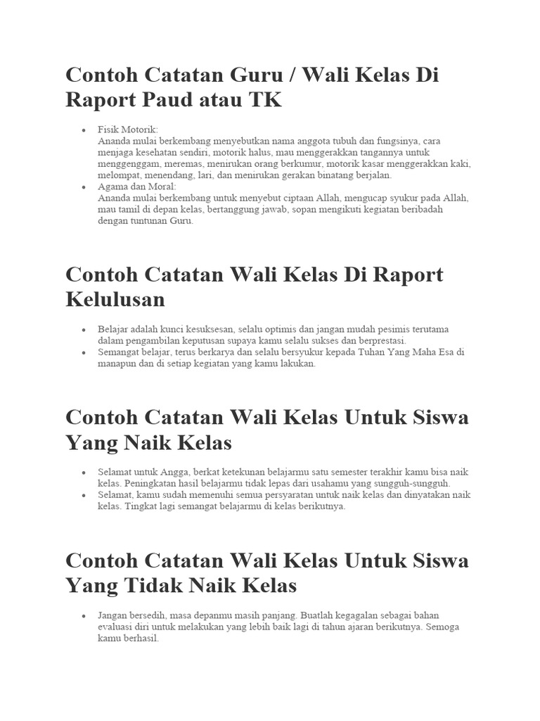 Contoh Catatan Guru | PDF