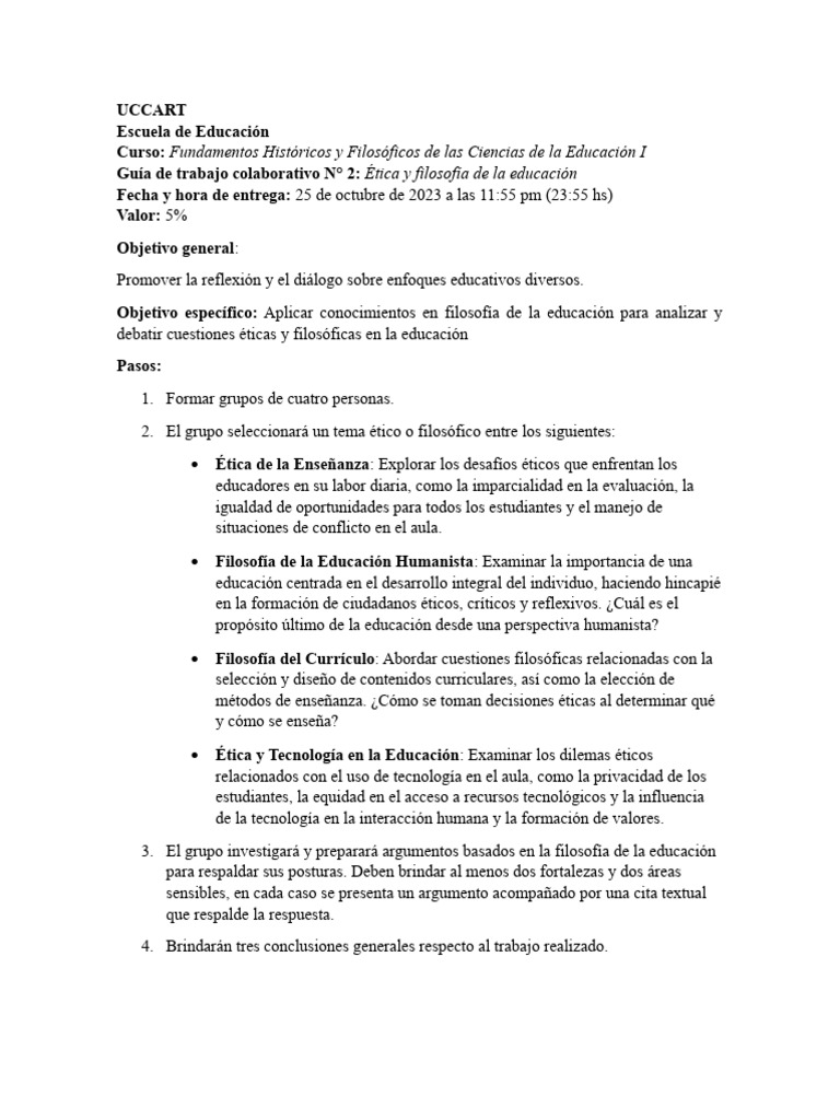 Guía de Trabajo Colaborativo UCCART | PDF | Plan de estudios ...