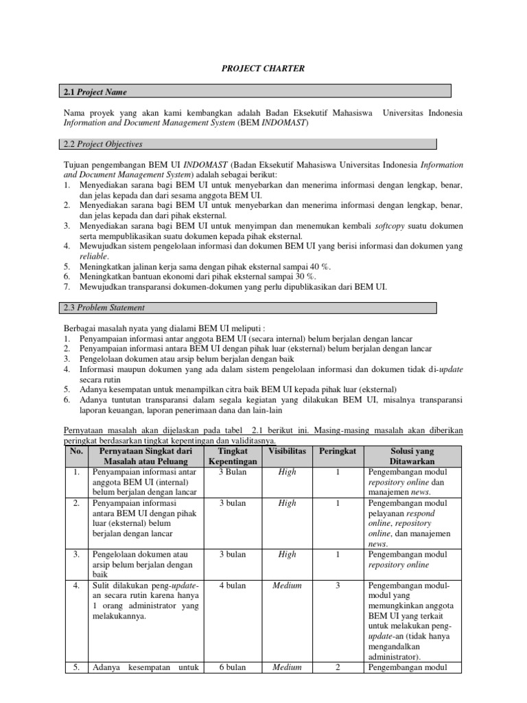 Project Charter | PDF