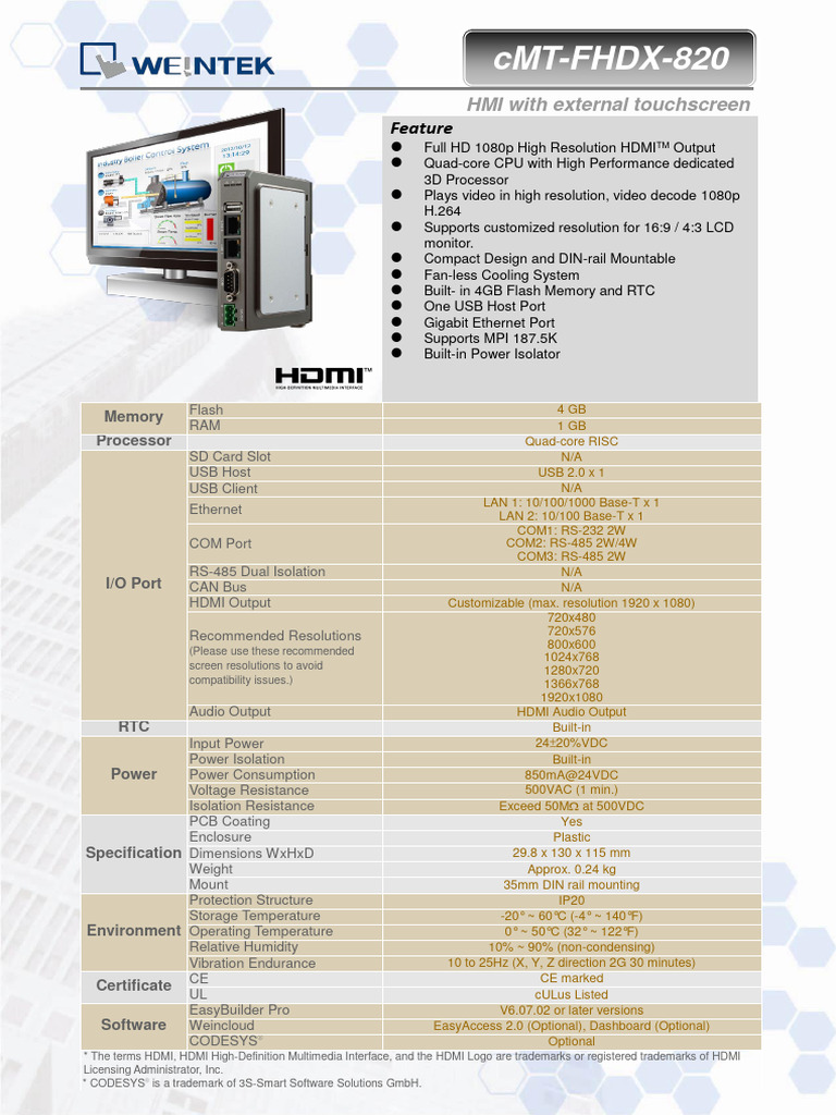 cMT-FHDX-820 Datasheet ENG | PDF | Hdmi | Usb