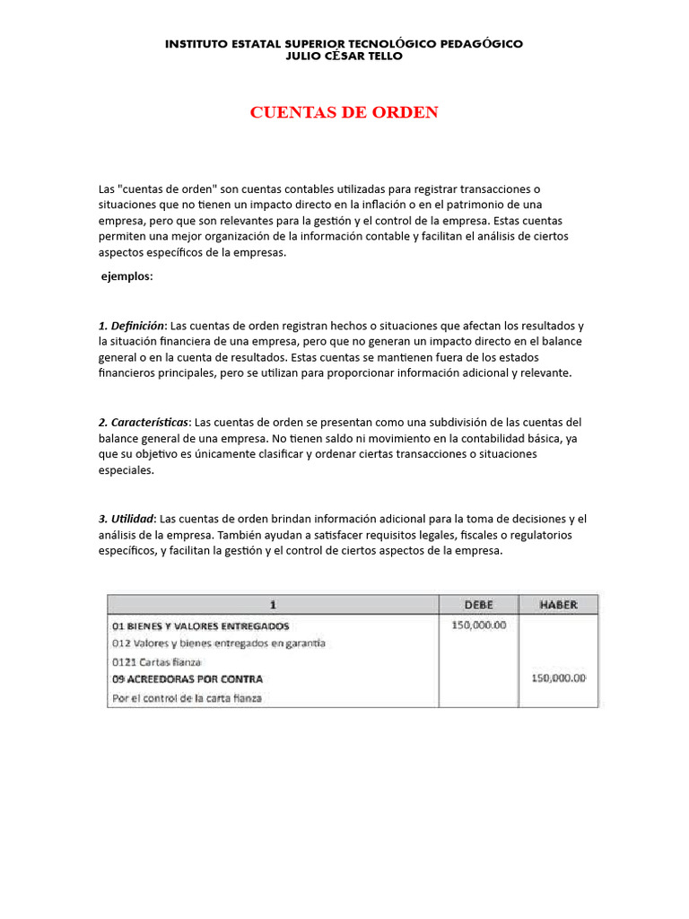 Cuentas de Orden | Descargar gratis PDF | Contabilidad | Negocios ...