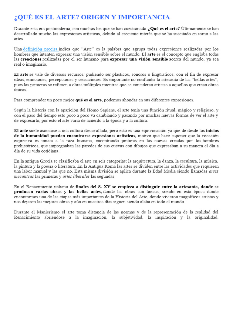 ¿Qué es el arte? | PDF | Pinturas | Renacimiento