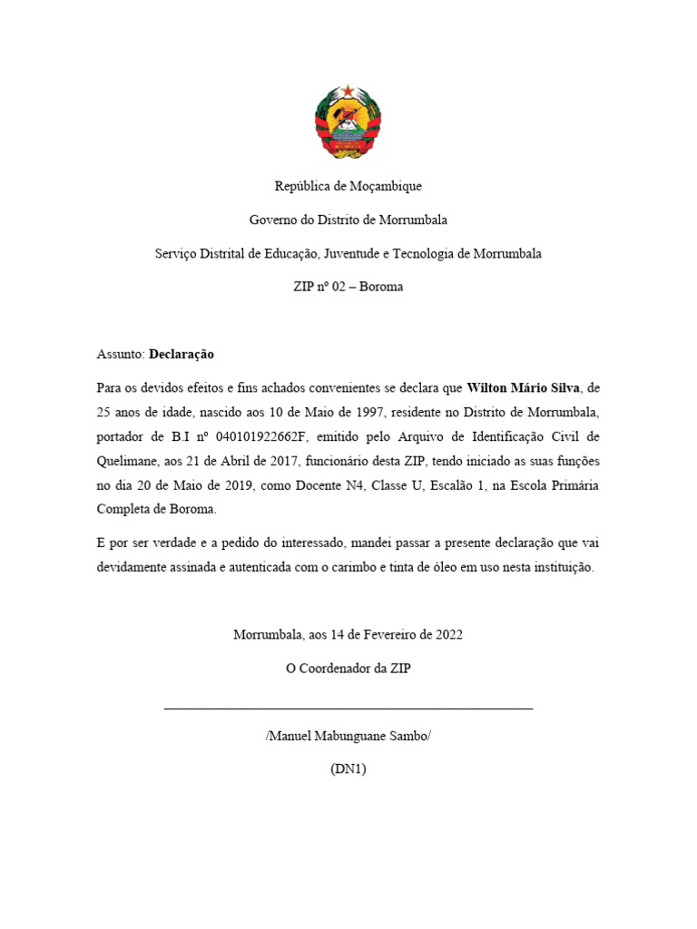 Wilton Reqerimento Boroma 2022 | PDF