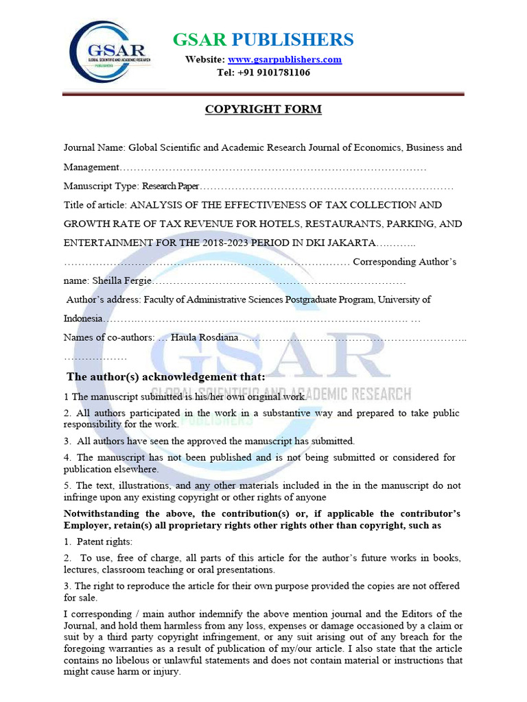 Copyright form-2 | PDF | Civil Law (Common Law) | Business Law