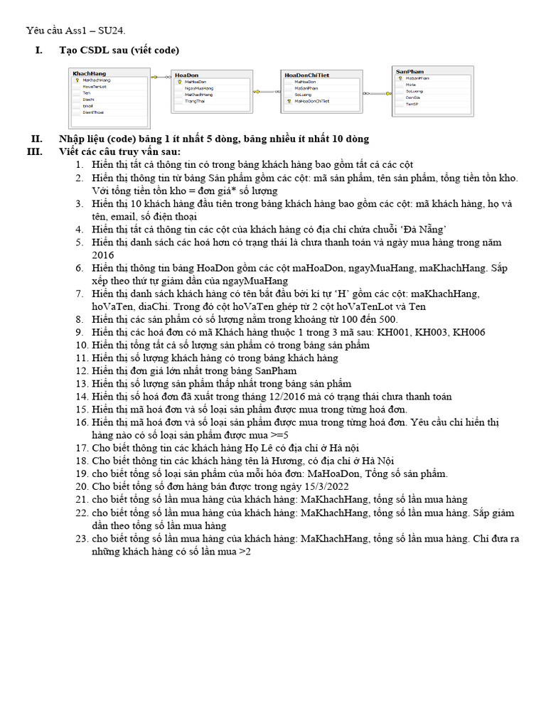 0. Yêu cầu Ass1 - SU24 | PDF