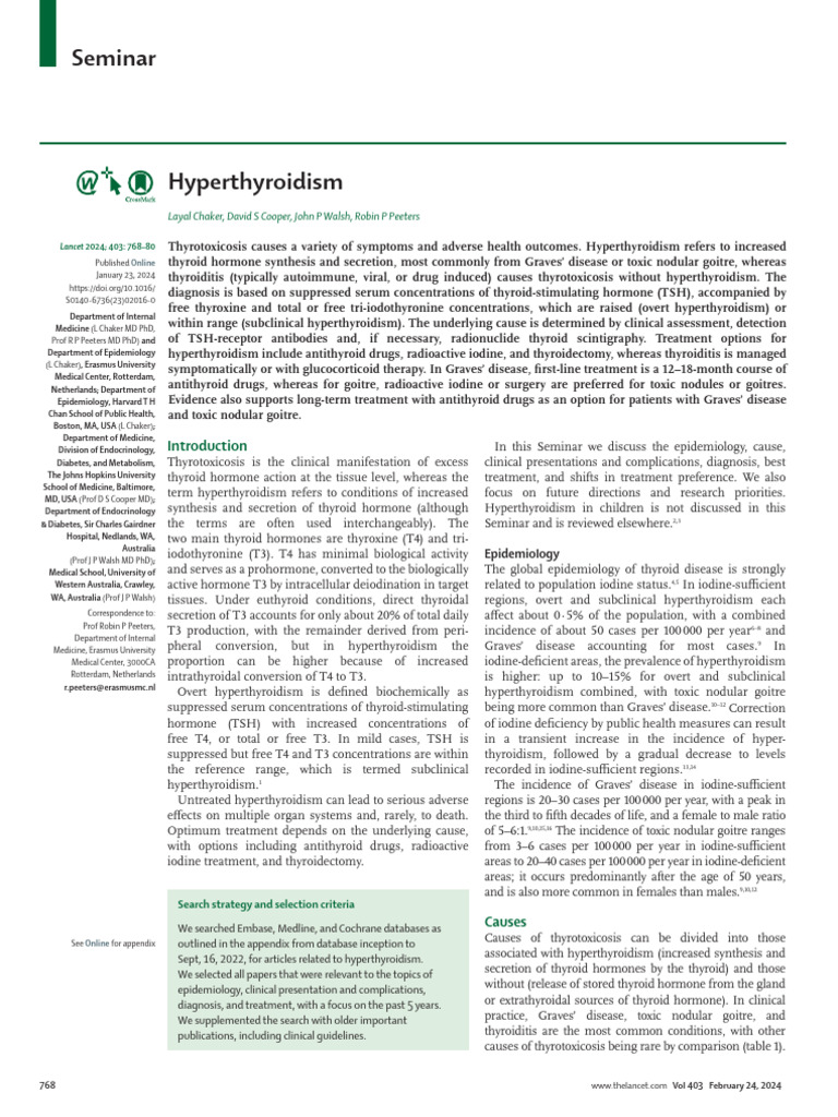 Hyperthyroidism 2024 Lancet | PDF | Hyperthyroidism | Thyroid Disease