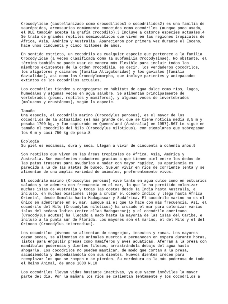 Características de los Cocodrilos | PDF | Cocodrilo | Zoología