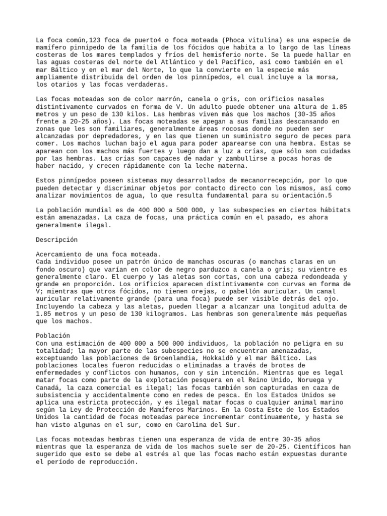 La Foca | PDF | Zoología