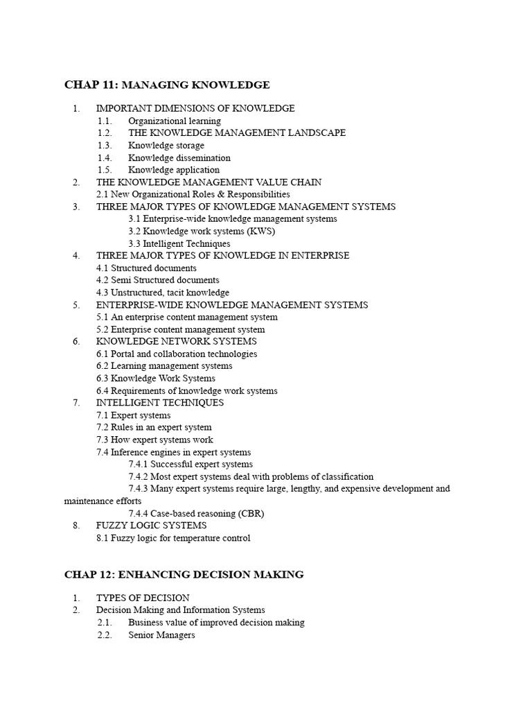 Chap 11 - Managing Knowledge | PDF | Business Intelligence | Decision Support System