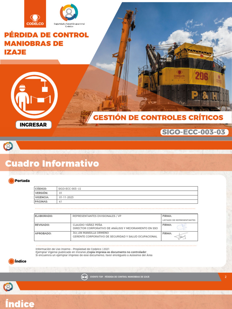 SIGO-ECC-003-03 Perdida de Control Maniobra de Izaje v1 | PDF | Grúa ...