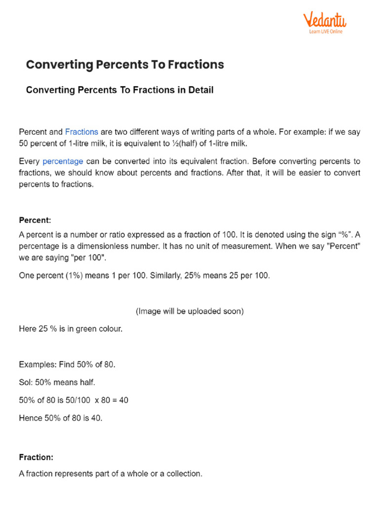Converting Percents To Fractions | PDF