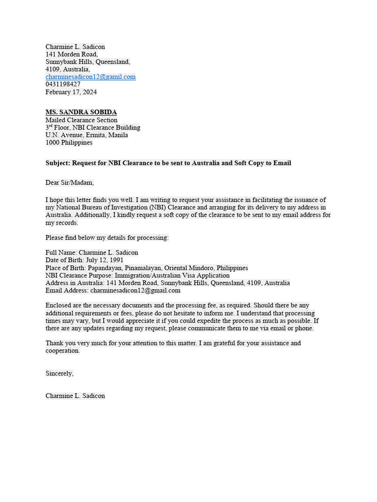 Nbi Letter Request | PDF