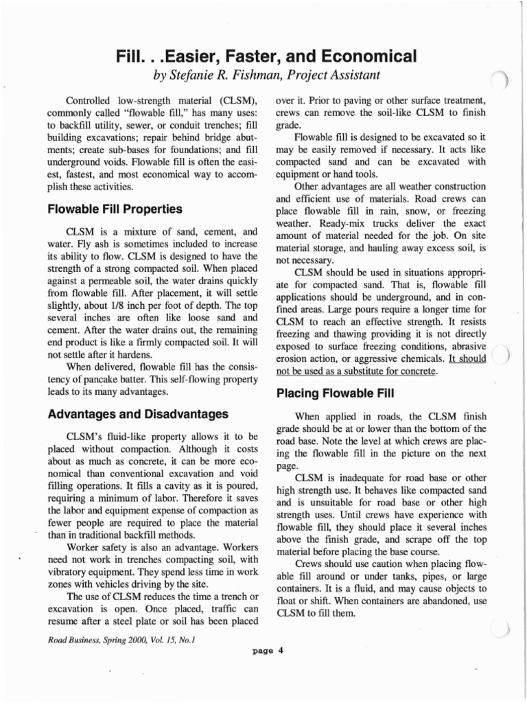 Benefits of Flowable Fill in Construction | PDF | Road | Concrete