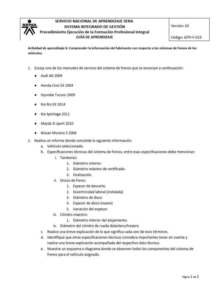 Actividad de Aprendizaje 6 | PDF | Estilos de carrocería | Coche Actividad de Aprendizaje 6 | PDF | Estilos de carrocería | Coche