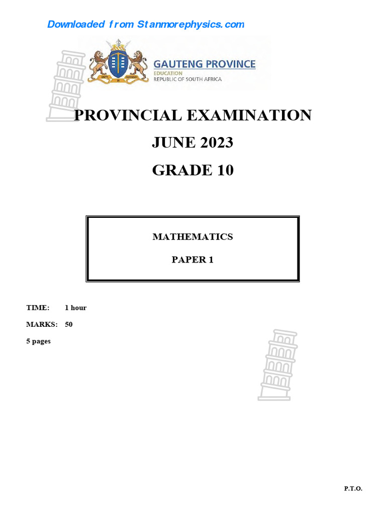 Grade 10 June 2023 Maths Exam Paper 1 | PDF | Applied Mathematics ...